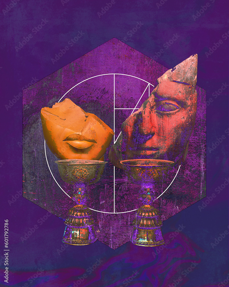 Can We Know Each Other. Broken Fragments of Egyptian Pharaoh with ...