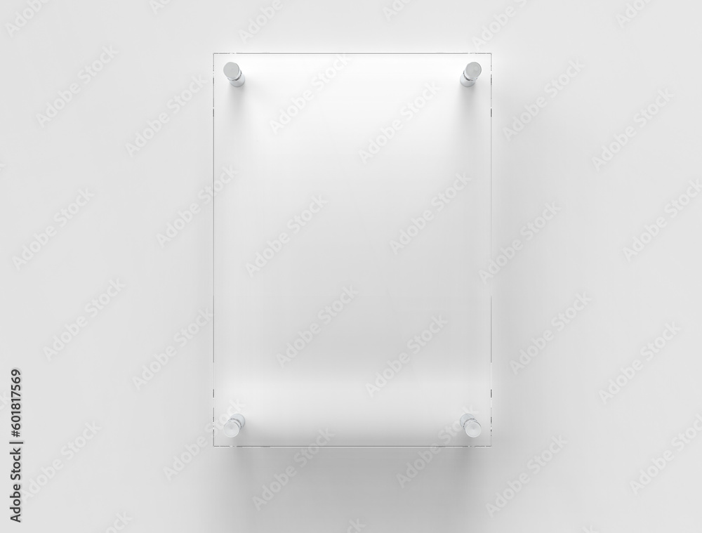 Blank vertical A4 transparent glass office corporate Signage plate Mock ...