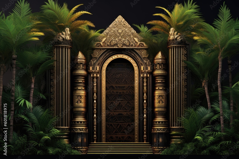 Mughal architecture Indo-Islamic wall backdrop Stock Illustration ...