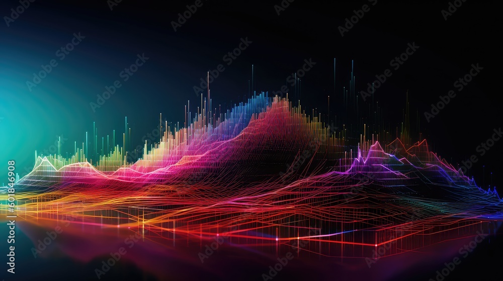 Wallpaper of Neon waterfall with vertical lines and particles falling ...