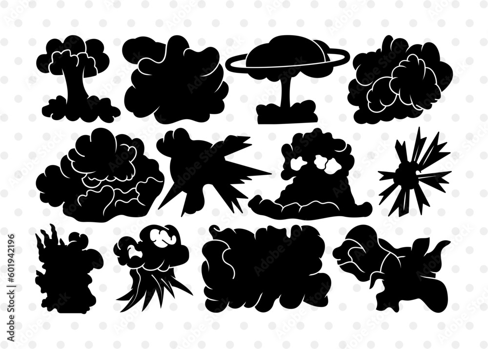 Vector de Stock Explosion Silhouette SVG Bundle | Nuclear, Bomb, Nuke ...