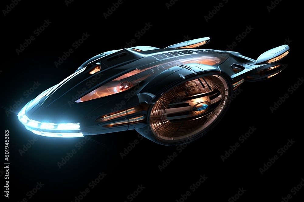 futuristic spacecraft equipped with the Alcubierre Drive as its ...