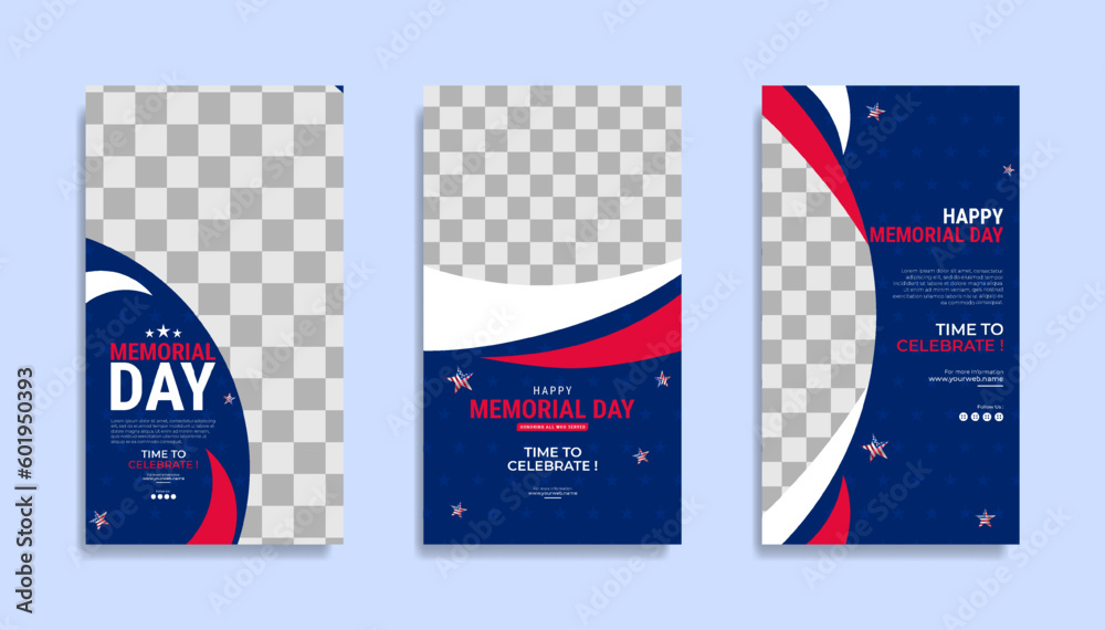 Memorial day Social media stories template design with the national ...