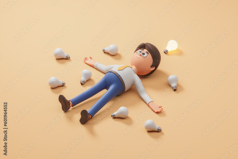 Cartoon businessman and his bright idea Stock Illustration | Adobe Stock