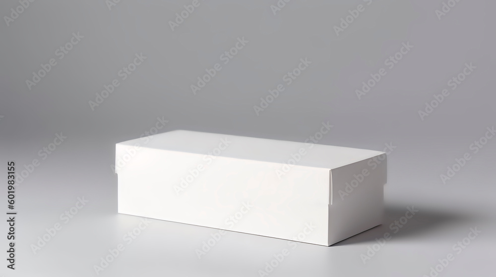 oblong white clean box - mockup on a simple light gray background ...