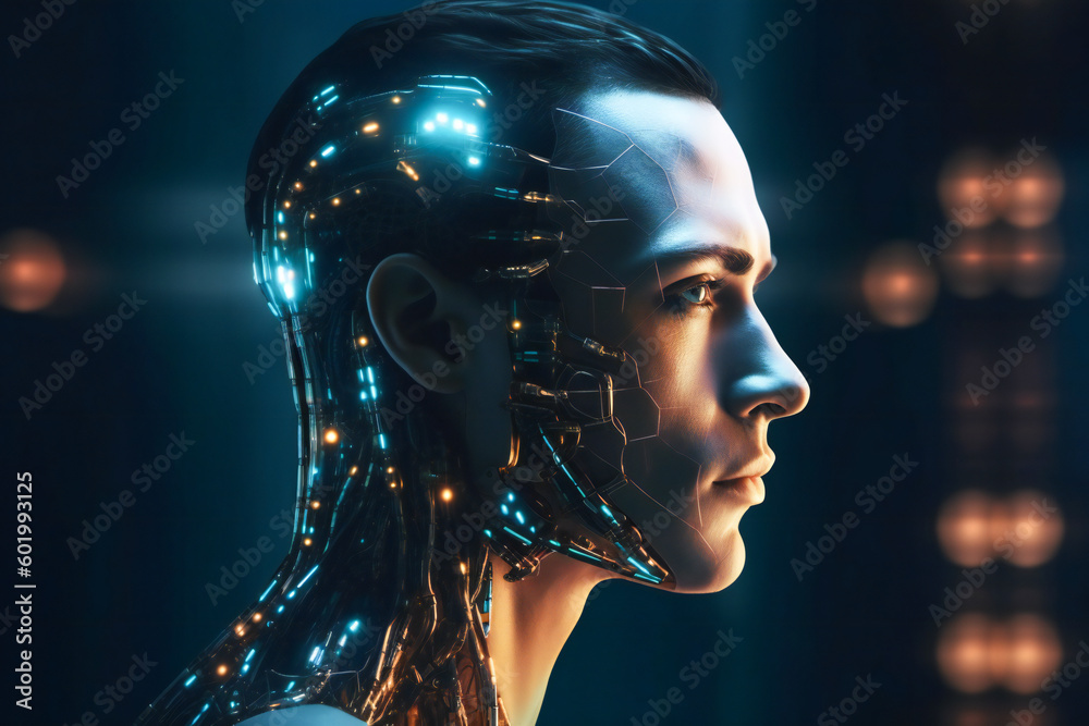 Artificial intelligence virtual concept avatar. Futuristic augmented ...