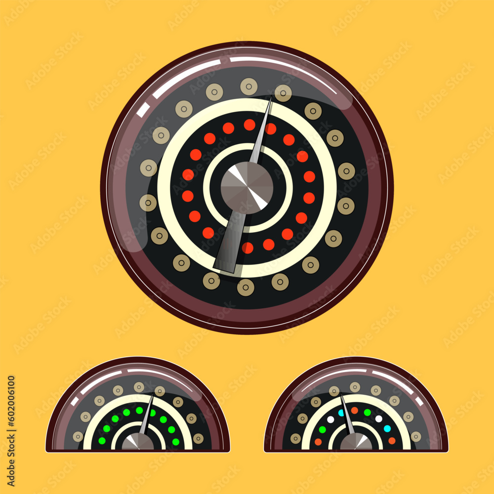 The dial of the device. Scale of indications. Icons, signs. Set of ...