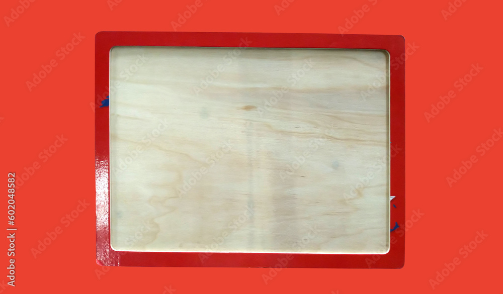 Closeup, Empty blank woodenboard texture with wood red frame isolated ...