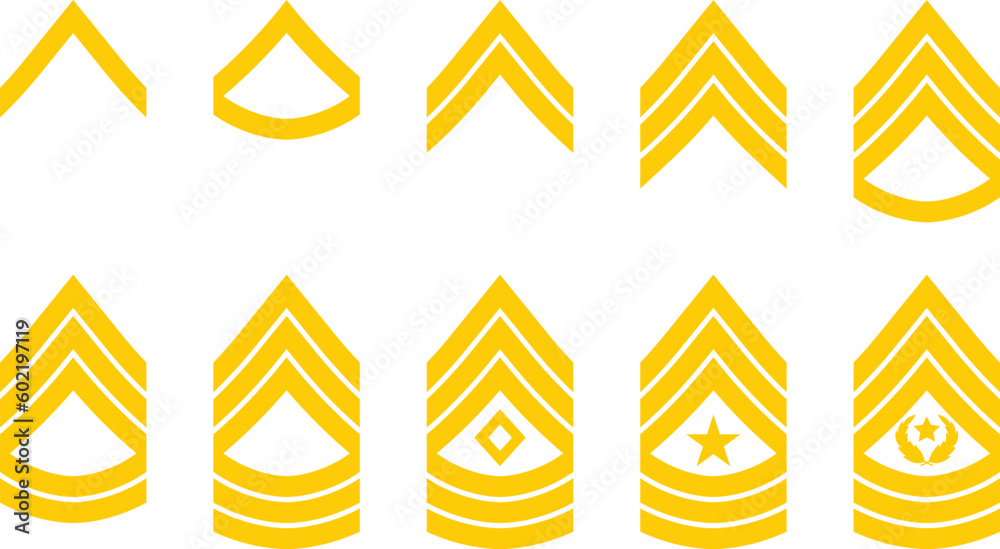 United States army rank badges symbols vector illustrations. Stock ...