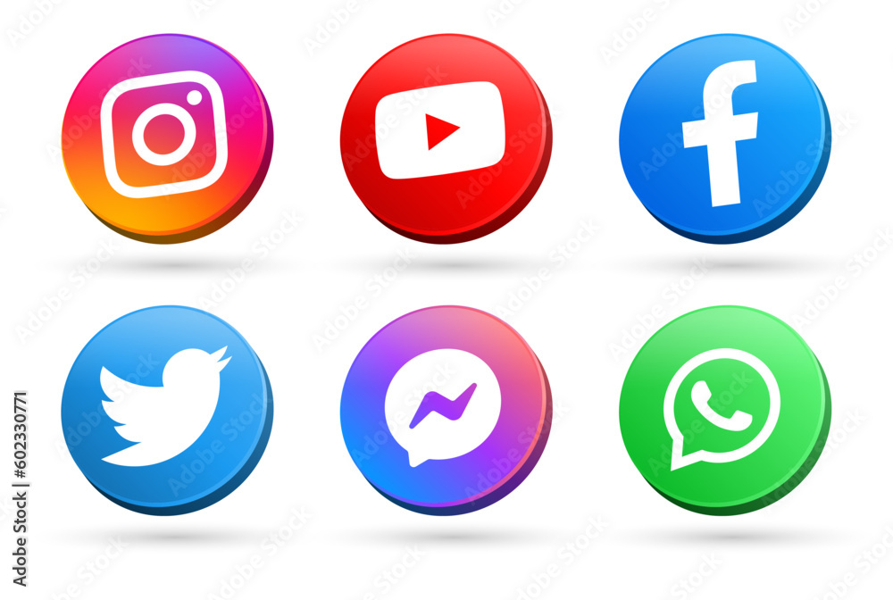 Vetor social media icons. social media logo , instagram, facebook, messenger, youtube, whatsapp ...