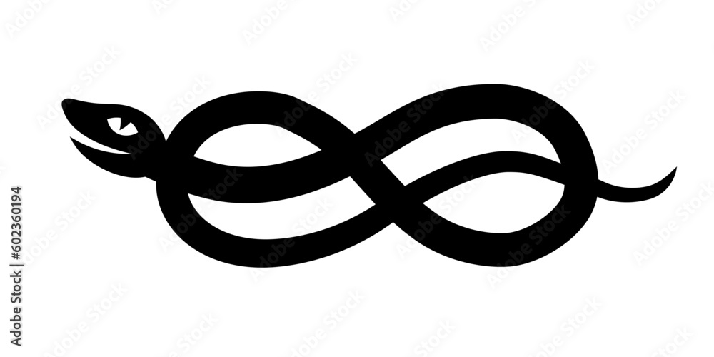 Simple illustration of snake with infinity sign body, ouroboros. Symbol ...