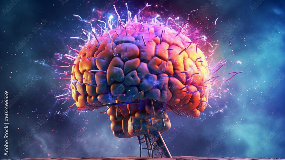 human brain exploding with creativity thanks to artificial intelligence ...