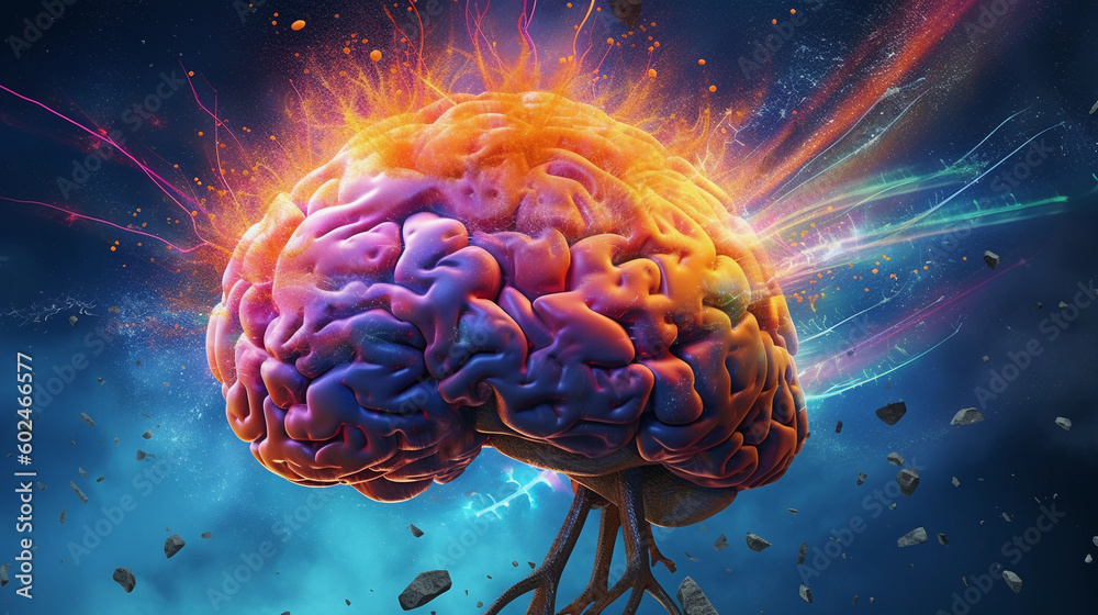 human brain exploding with creativity thanks to artificial intelligence ...