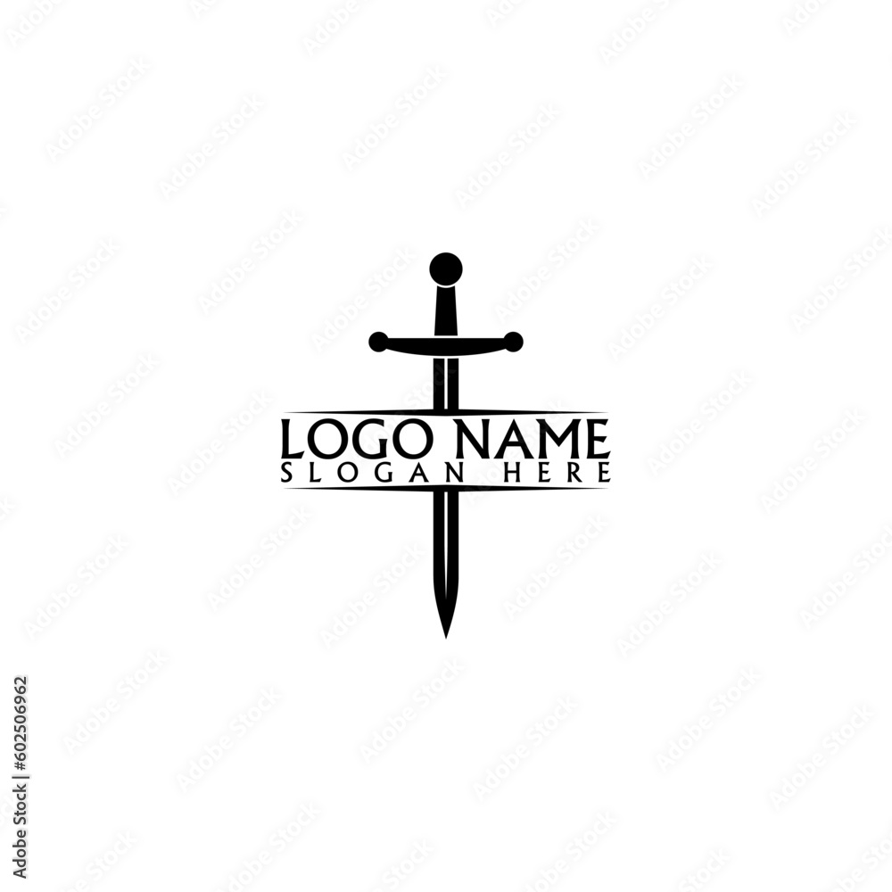 Excalibur sword logo template design isolated on white background Stock ...