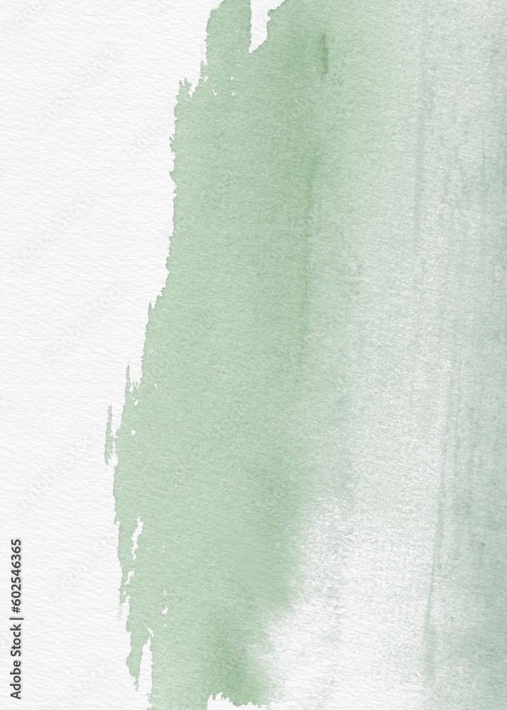 Sage green watercolor stain on paper texture, vertical background Stock ...