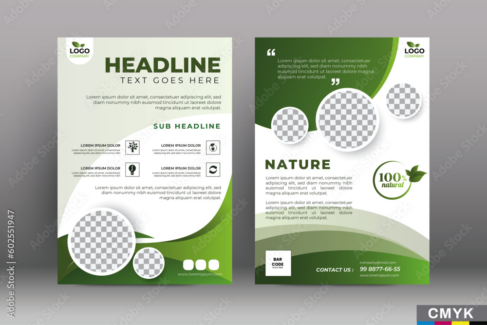 Green eco flyer, poster, brochure, magazine, annual report, booklet ...