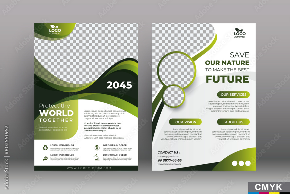 Green eco flyer, poster, brochure, magazine, annual report, booklet ...