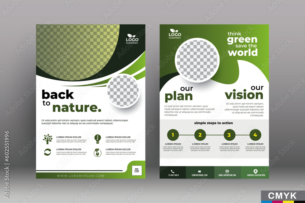 Green eco flyer, poster, brochure, magazine, annual report, booklet ...