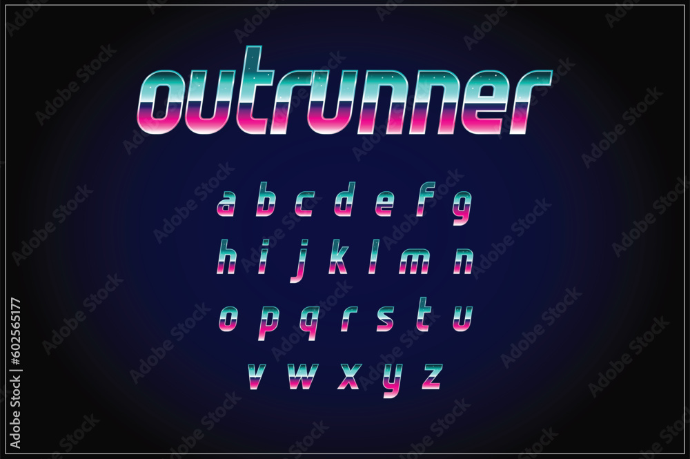 80's - 90's Retro Futurism Sci-Fi Font. Alphabet. Vector. Retro wave ...