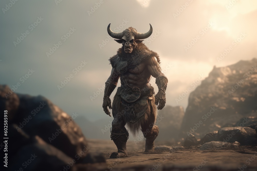 Minotaur - mythical creature - generative ai Stock Illustration | Adobe ...
