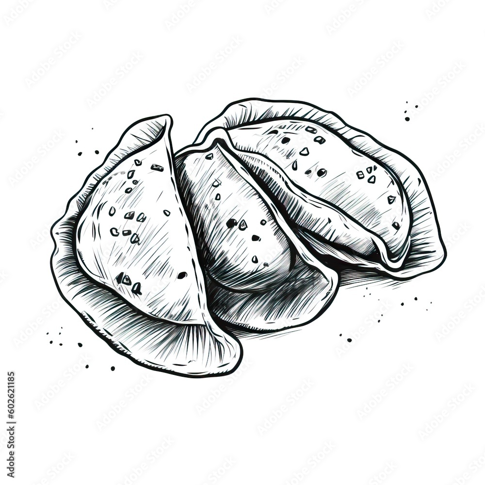 Illustration Stock Hand Drawn Fried Pierogi Outline Illustration ...