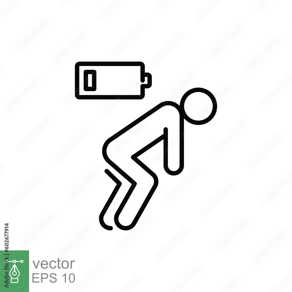 Tiredness icon. Simple outline style. Tired person, burnout, fatigue ...