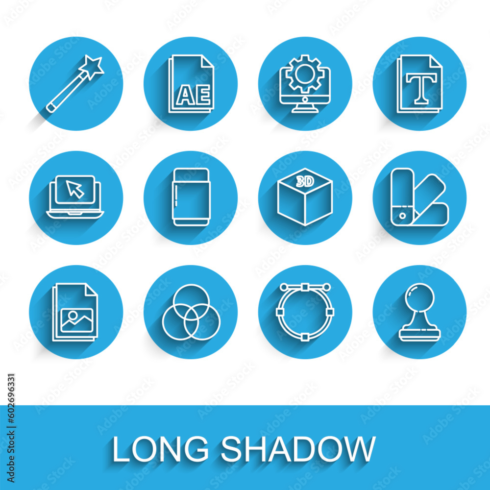 Set line Picture landscape, RGB CMYK color mixing, Magic wand, Circle ...