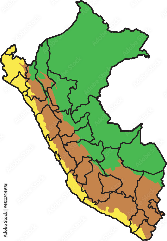 Mapa político y geográfico del peru Stock Vector | Adobe Stock