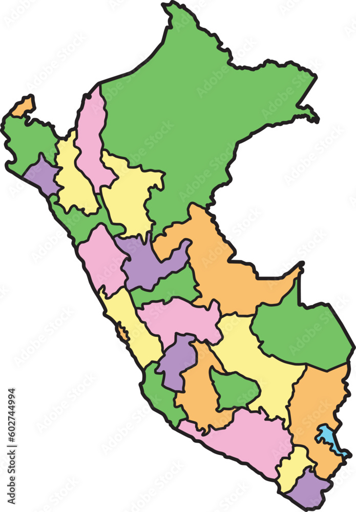 Mapa político y geográfico del peru Stock Vector | Adobe Stock
