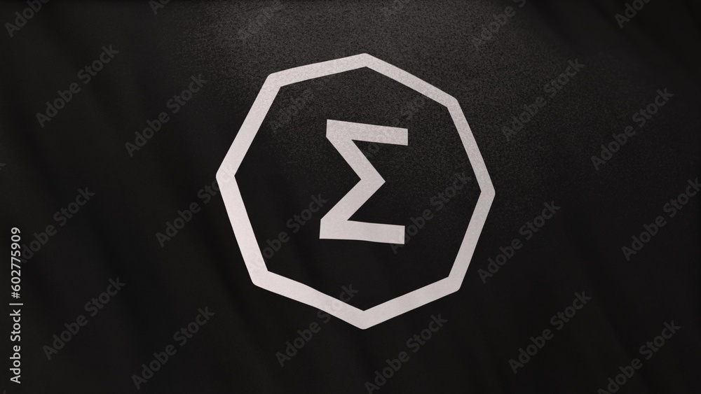 Ergo ERG Coin icon logo on black flag banner background. Concept 3D ...