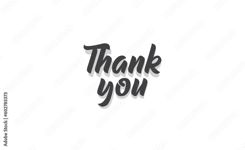 Thank you lettering text with drop shadow. Hand drawn style thanking ...