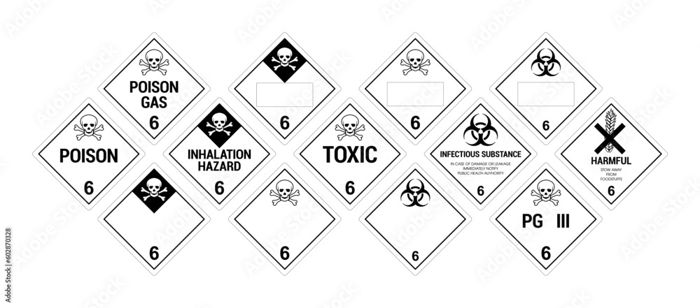 Vector hazardous material signs. Globally Harmonized System warning ...