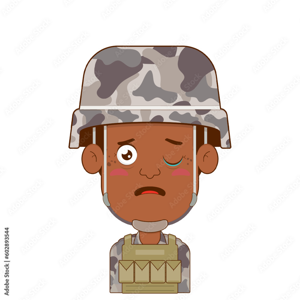 soldier crying and scared face cartoon cute Stock Vector | Adobe Stock