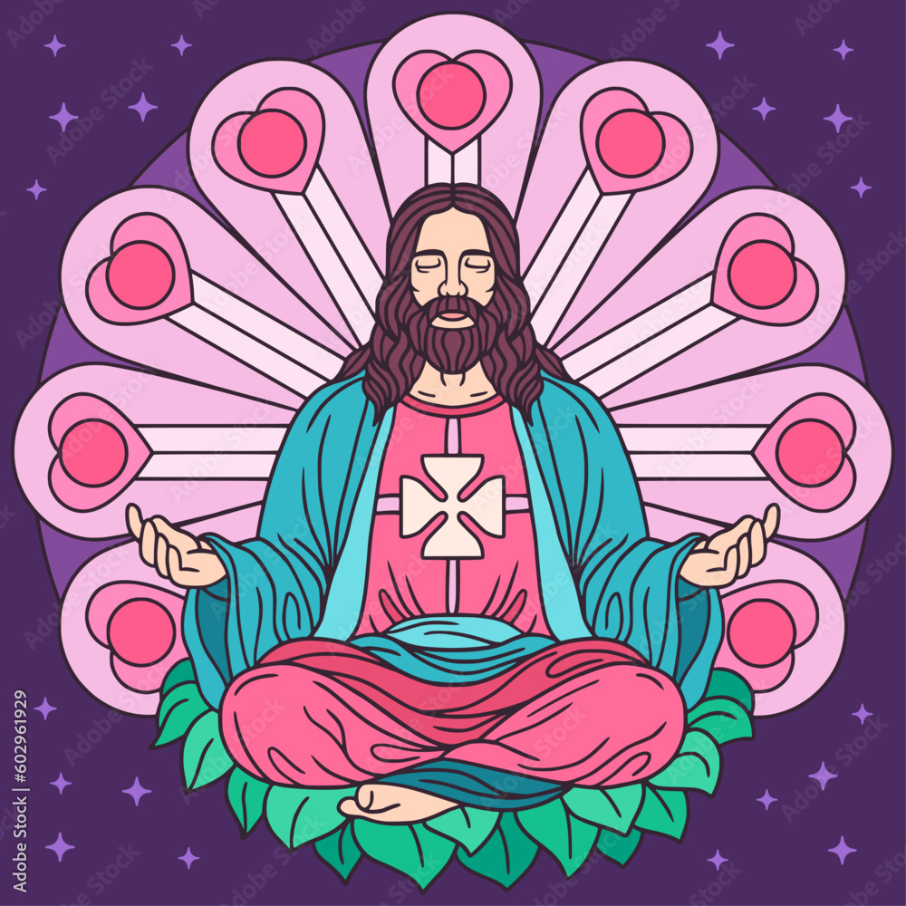 Jesus Christ in the Lotus Position. Stock Vector | Adobe Stock