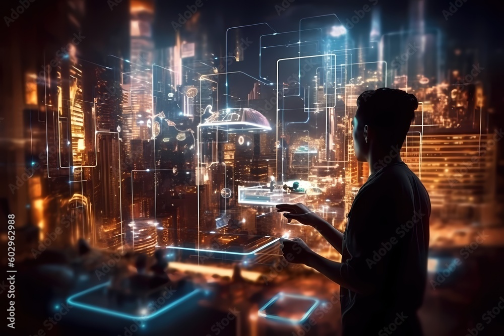 Concept photo depicting the idea of the Internet of Things (IoT), where ...