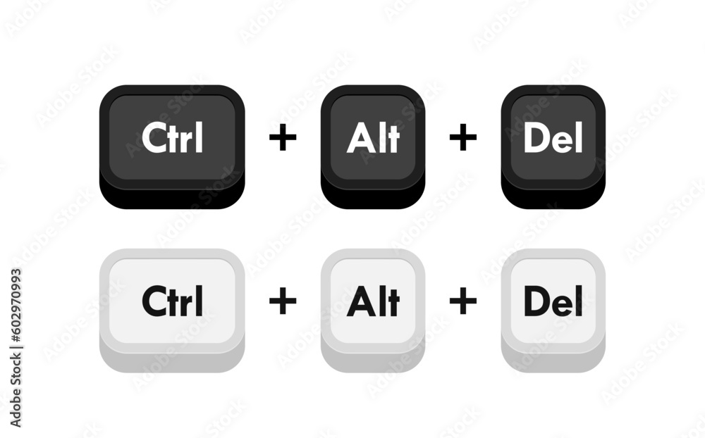 Ctrl alt del computer keyboard buttons combinations. Hotkeys combination for delete. Vector ...