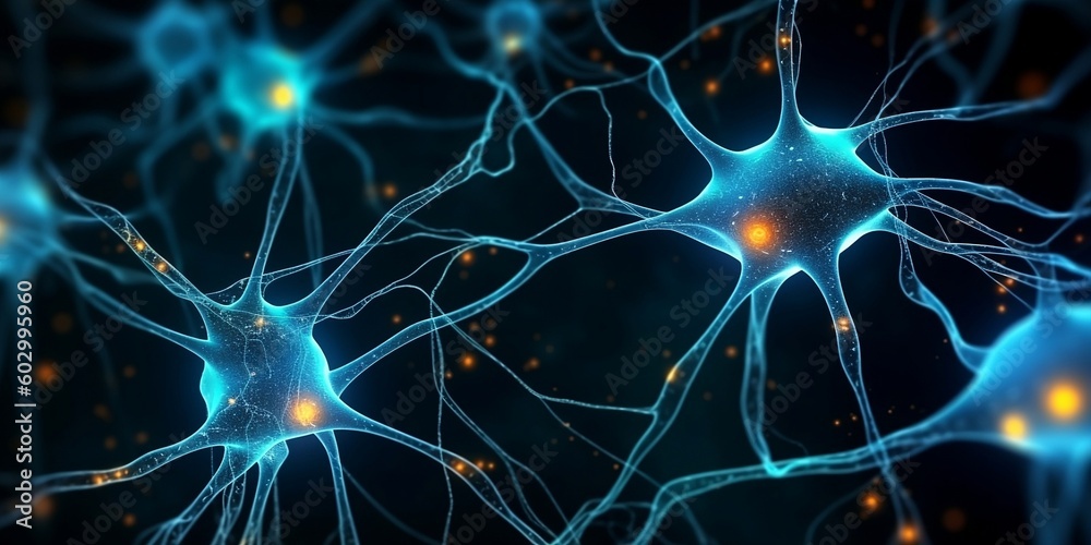 Ilustración de Stock Conceptual illustration of neuron cells with ...