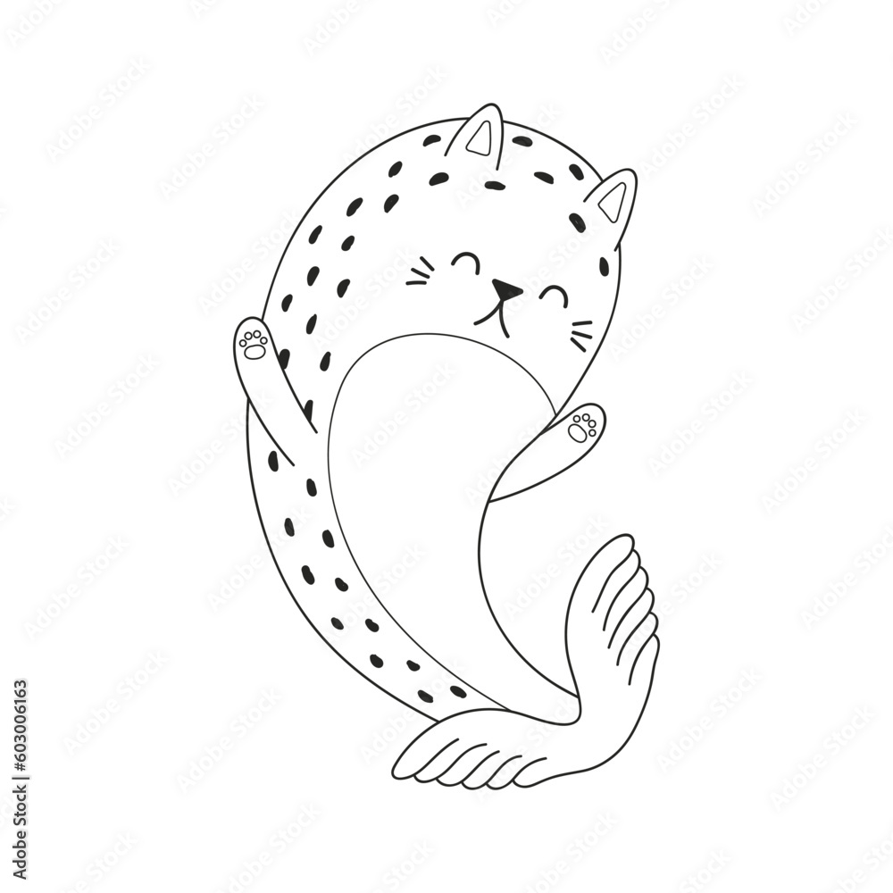 Cute funny cat seal swimming in ocean cartoon character illustration ...