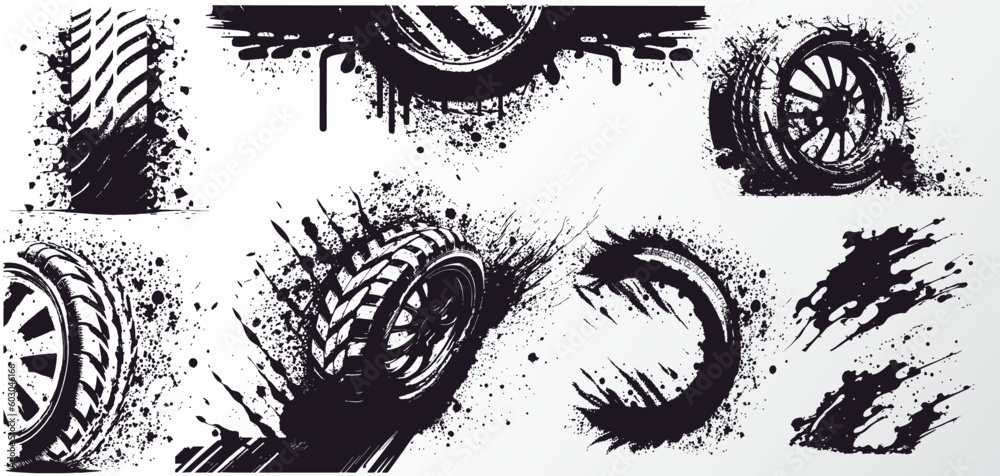 Marks and dirt. Drag racing, drift, rally, motocross, off-road and ...