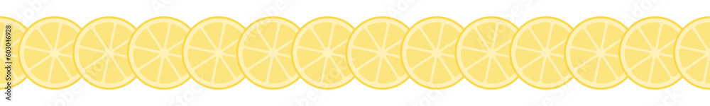 Seamless border garland with round lemon slices. Isolated vector and ...