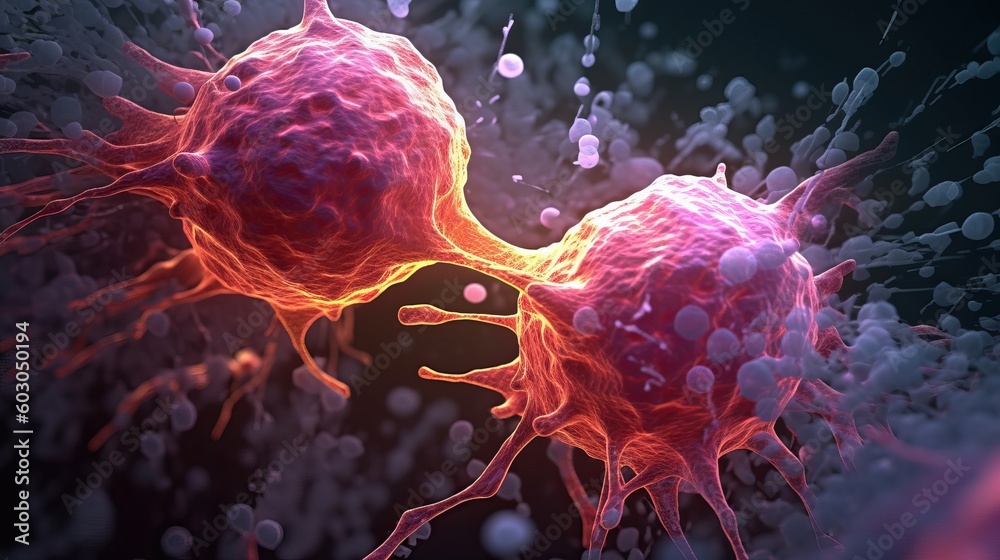 Uncontrolled Growth of Cancer Cells and their division under microscope ...