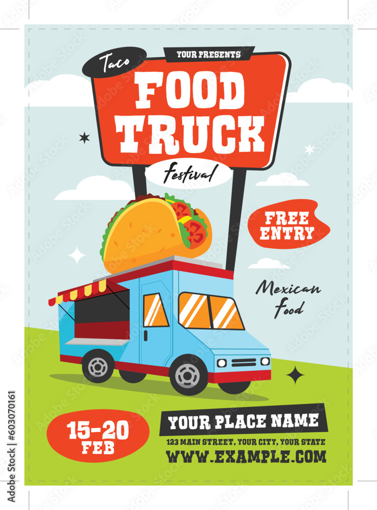 Food Truck Flyer Design Template Stock Vector | Adobe Stock