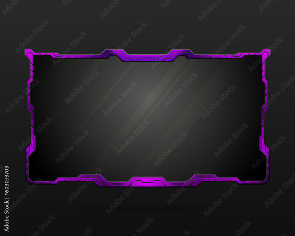 Futuristic purple border live stream webcam overlay screen border frame ...