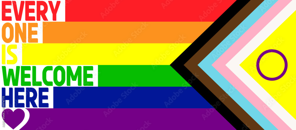 Everyone is welcome here LGBT Pride poster Stock Vector | Adobe Stock