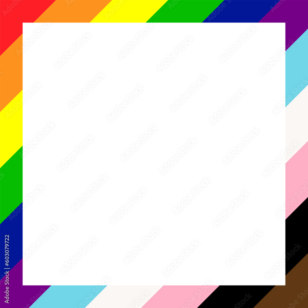 LGBTQ+ Pride Flag Frame. Square Frame Border with LGBTQ+ Pride Rainbow ...
