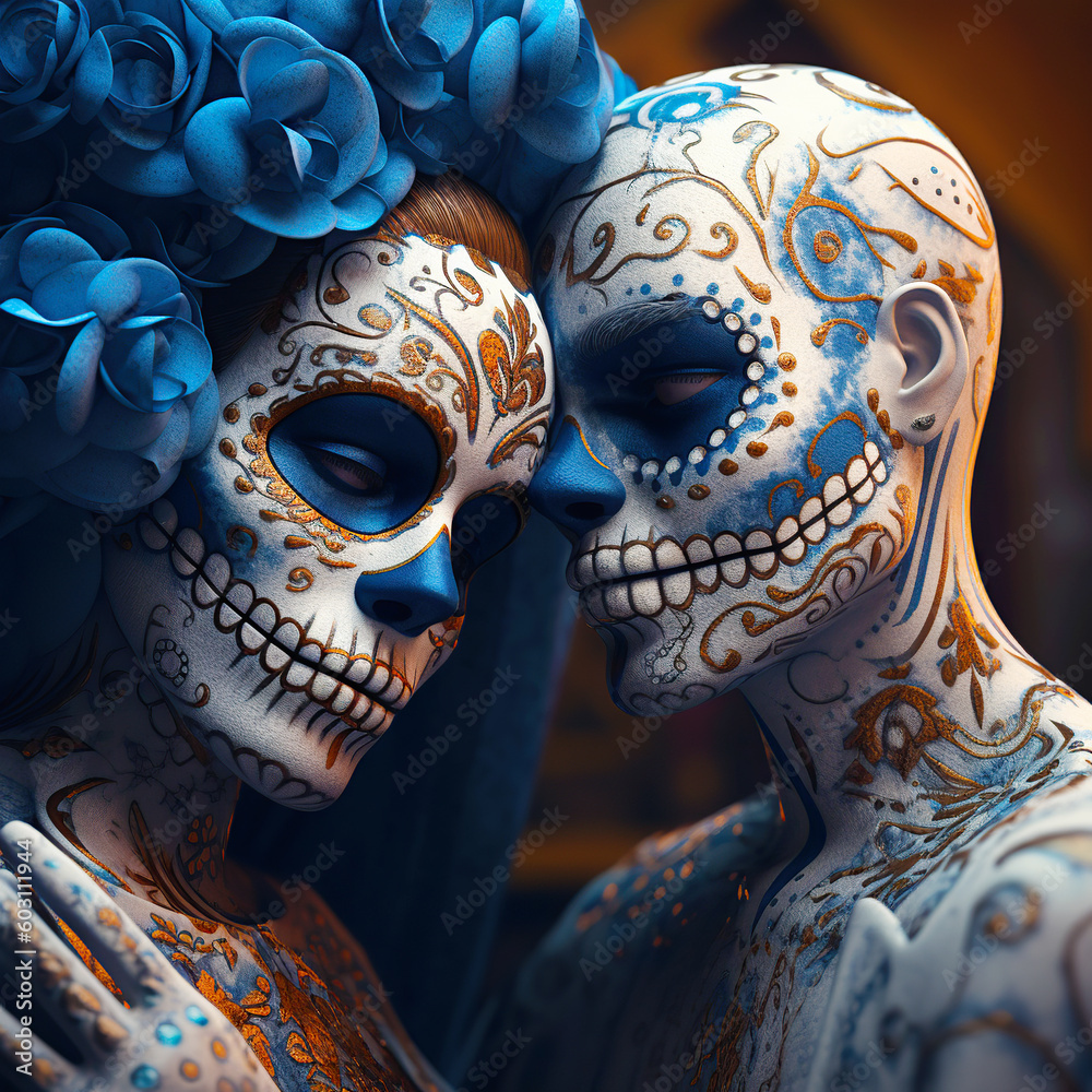 Stock-Illustration „Dia de los muertos, male and female catrina ...
