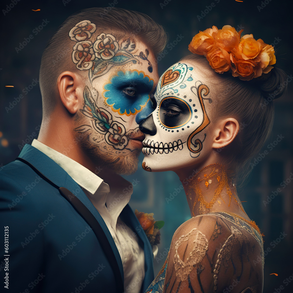 Ilustração Dia de los muertos, male and female catrina: Catrina and ...