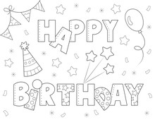 Happy Birthday Text Outline Free Stock Photo - Public Domain Pictures