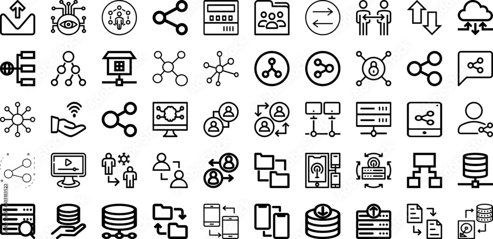 Set Of Sharing Icons Collection Isolated Silhouette Solid Icons ...