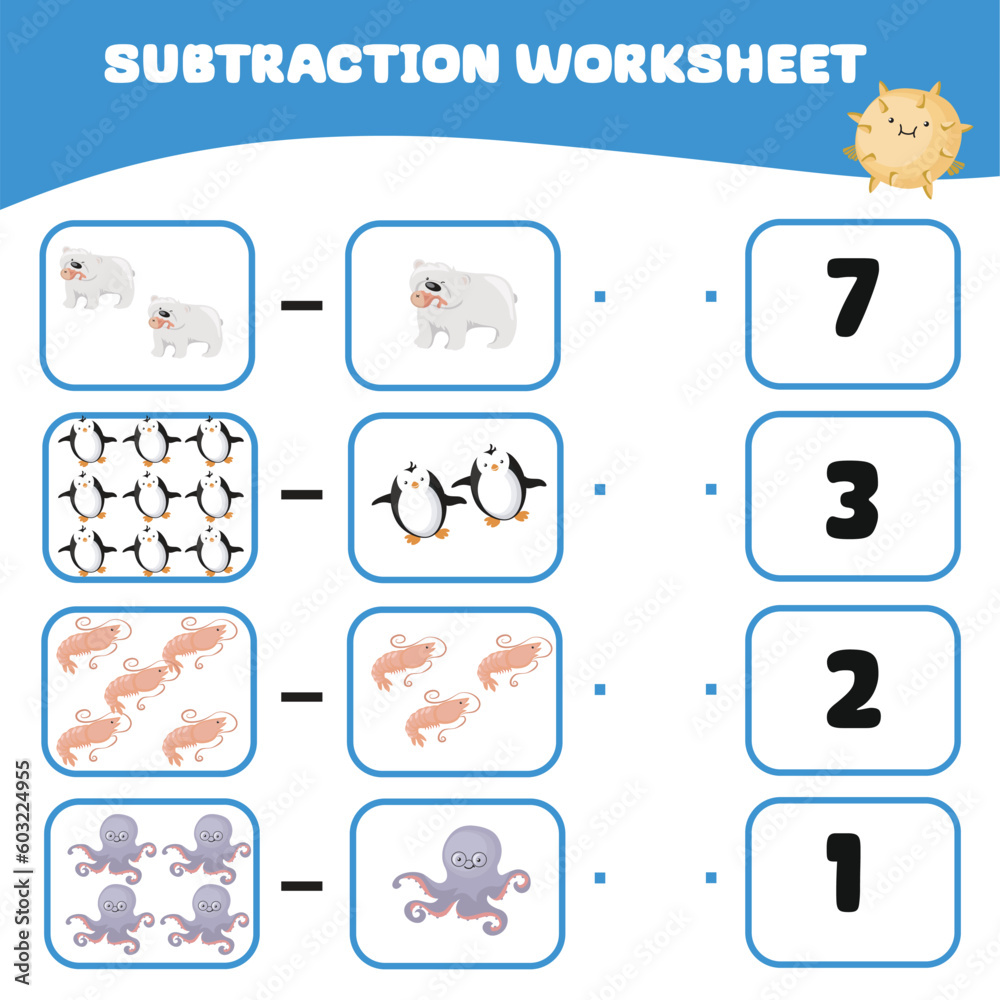 Mathematic counting worksheet. Math activity, count and match the ...